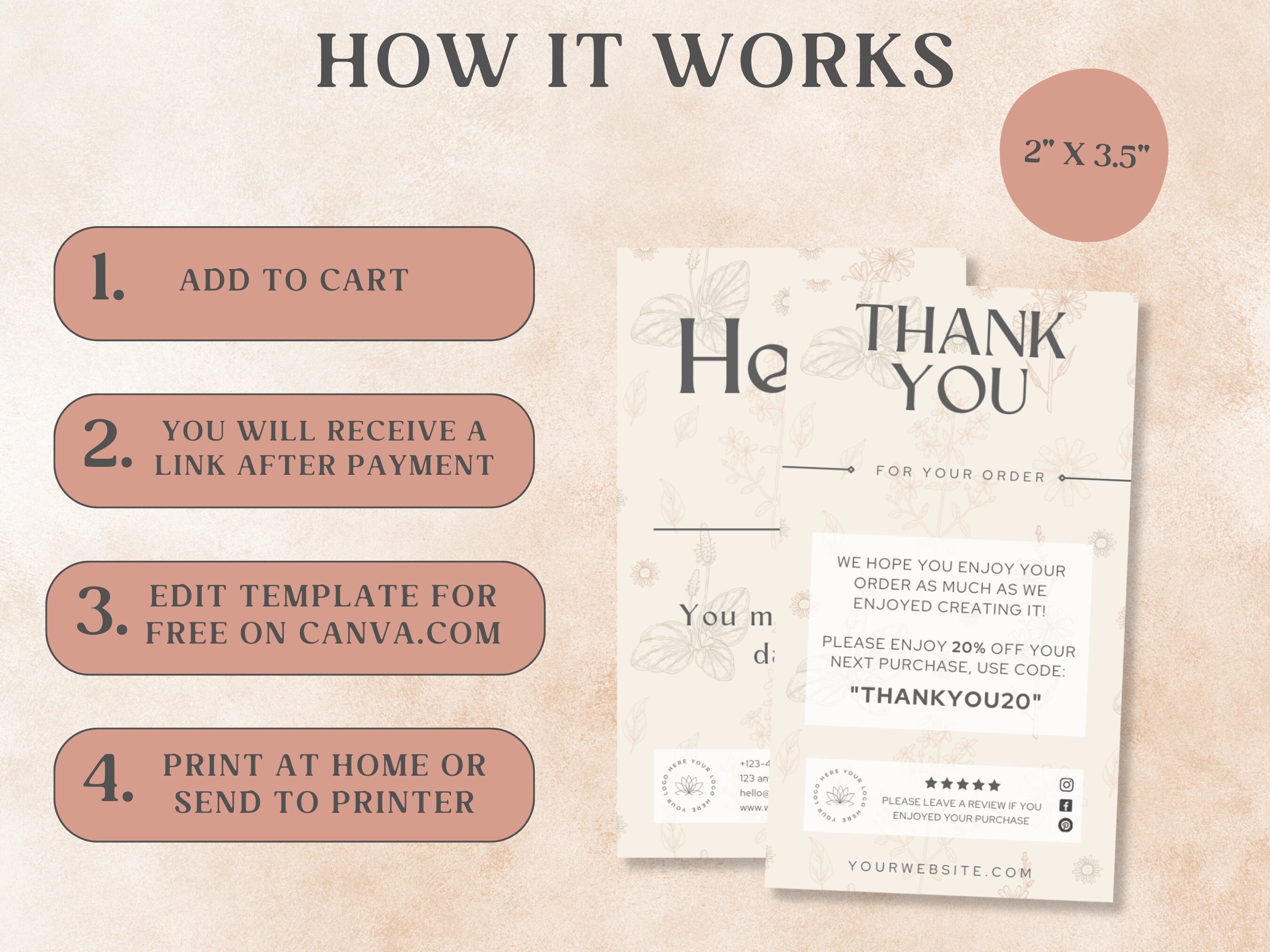 Thank You for Your Order Card Template Small Business Thank You Card ...