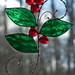 Stained Glass Red Berry Sprig Sun Catcher - Etsy