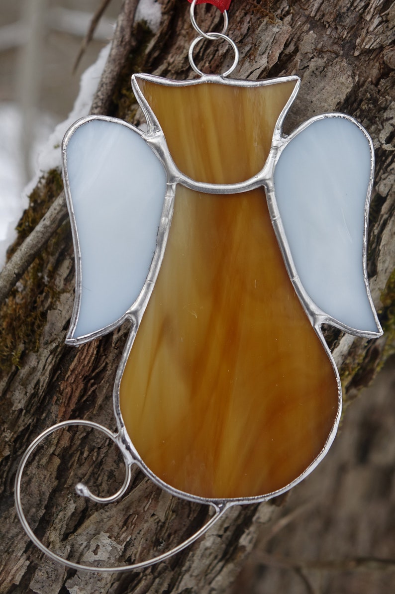 Stained Glass Cat Angel Sun Catcher Ornament - Etsy