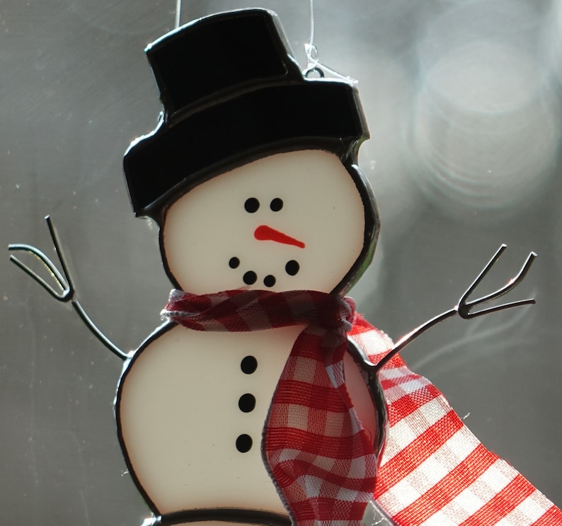 Stained Glass Snowman Sun Catcher - Etsy