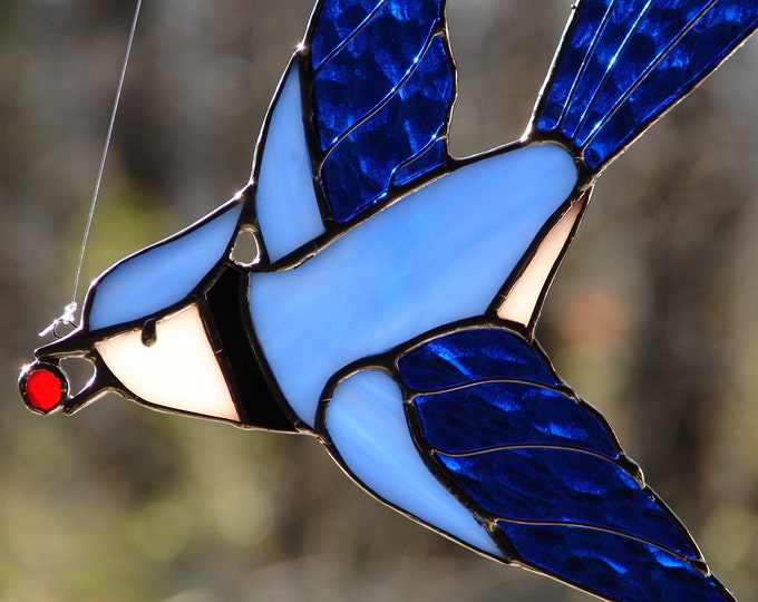 Stained Glass Blue Jay Sun Catcher - Etsy