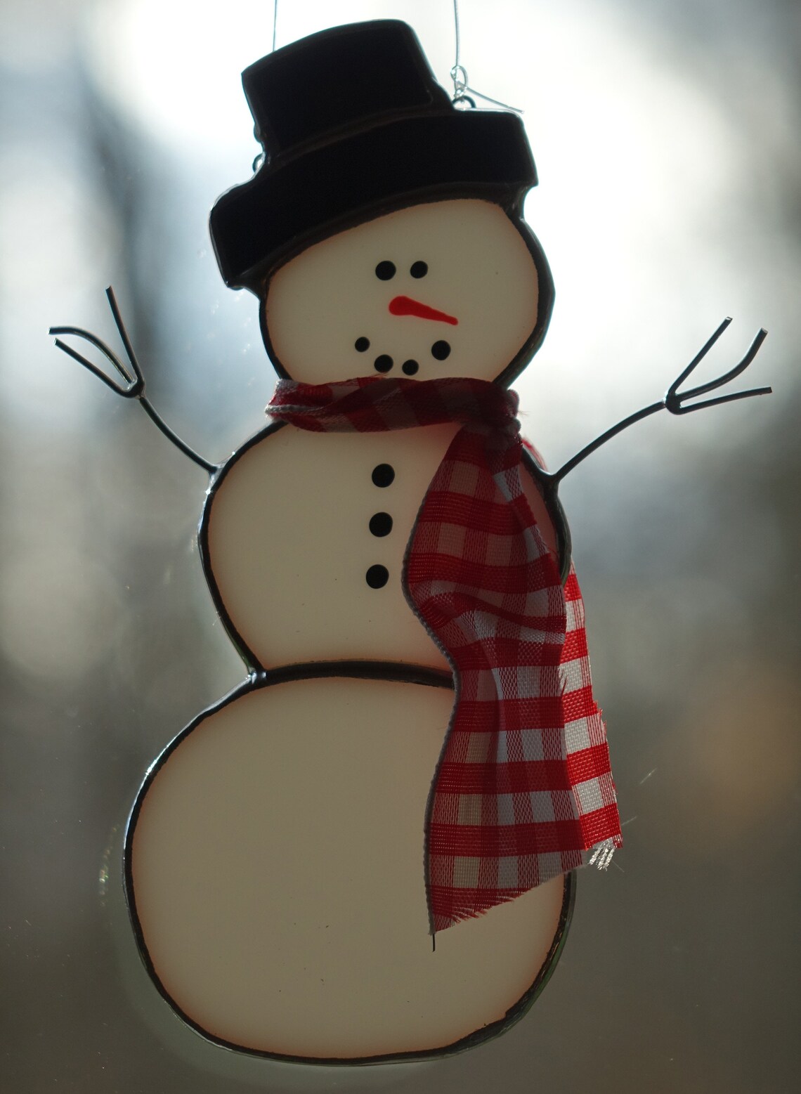 Stained Glass Snowman Sun Catcher - Etsy