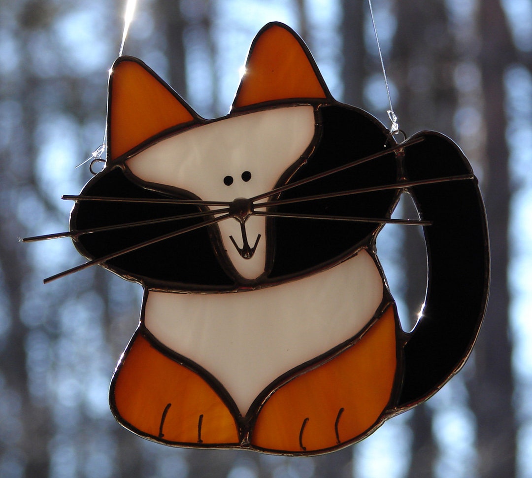 Stained Glass Adorable Calico Cat Sun Catcher - Etsy