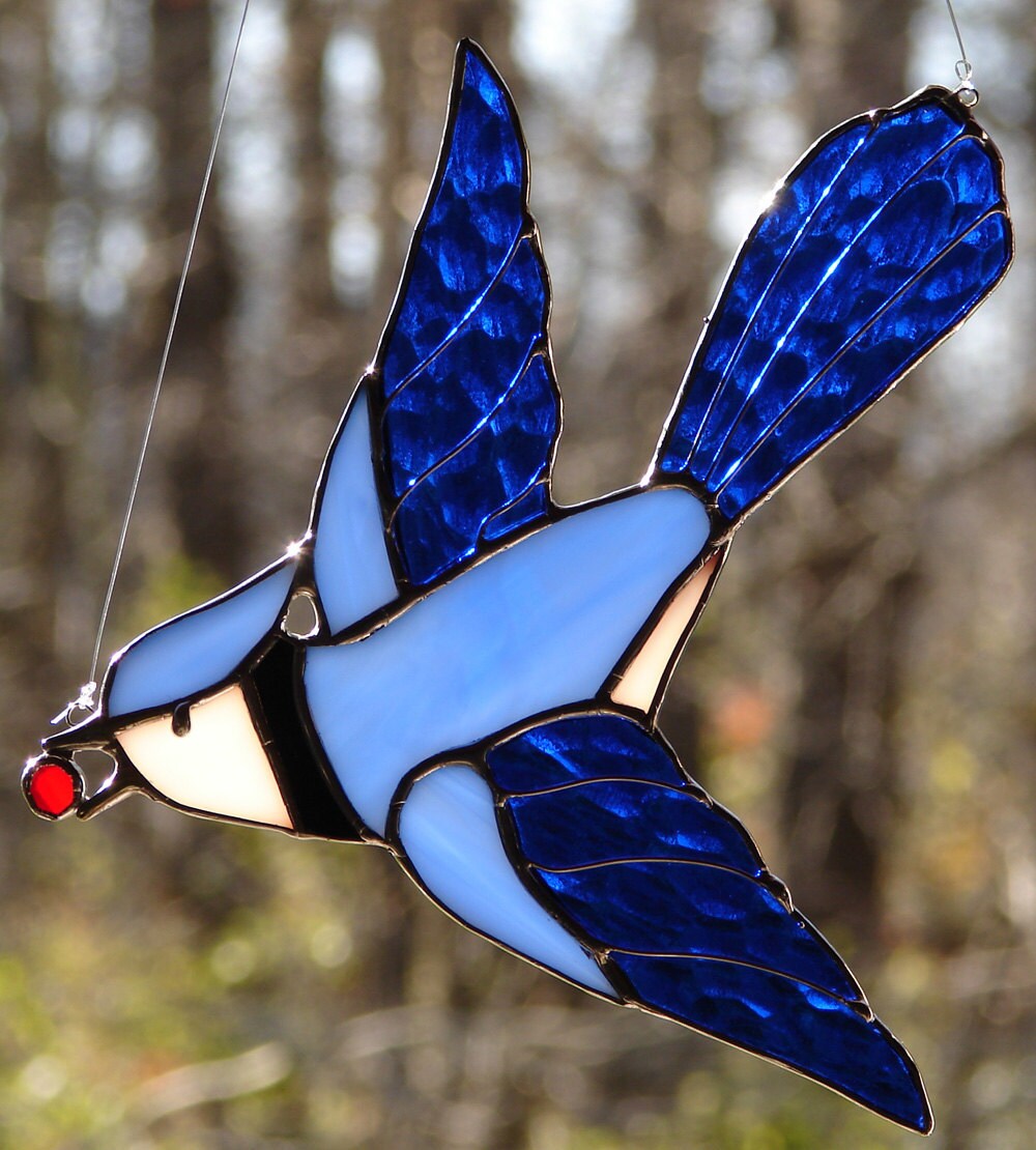 Stained Glass Blue Jay Sun Catcher | Etsy
