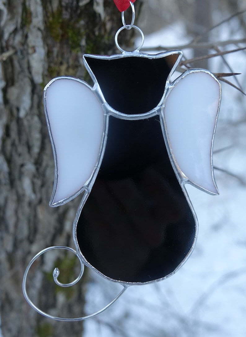 Stained Glass Cat Angel Sun Catcher Ornament - Etsy