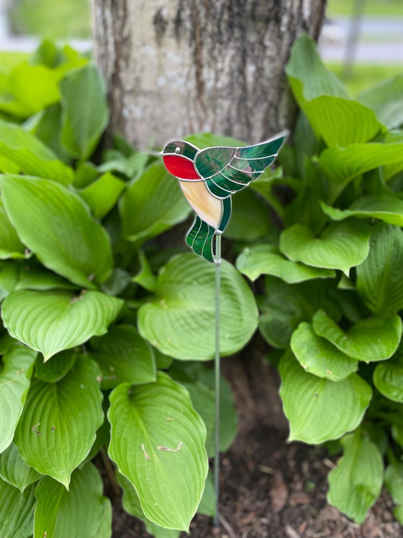 Stained Glass Hummingbird Garden Stake - Etsy