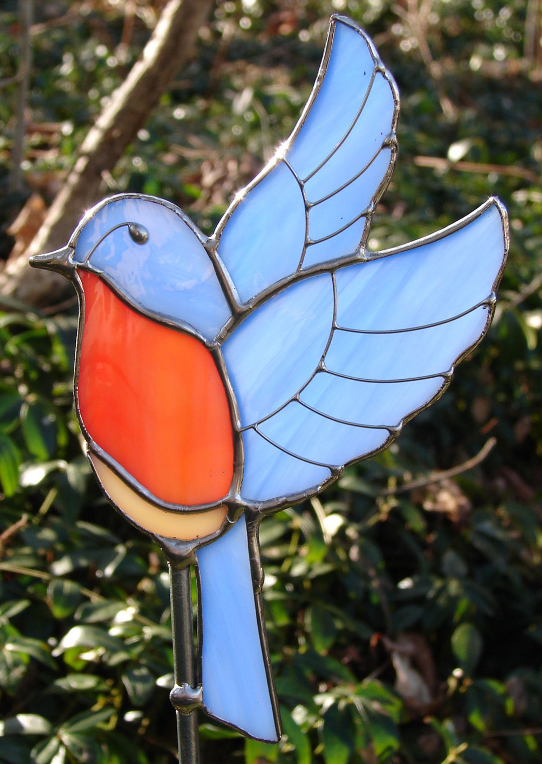 Stained Glass Bluebird Garden Stake - Etsy
