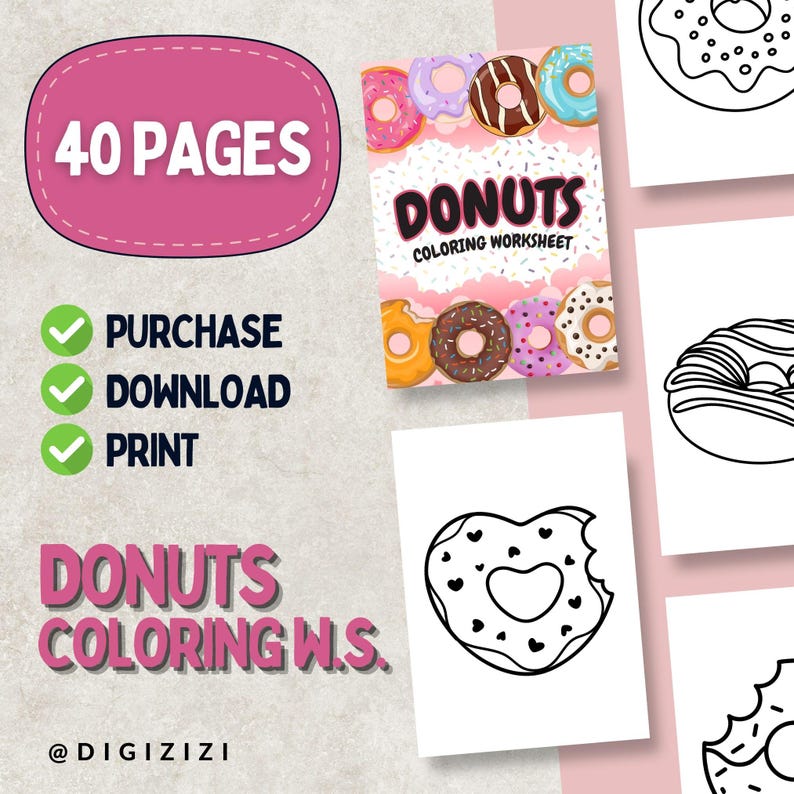 Donut Coloring Worksheet, Printable, Digital, Downloadable - Etsy