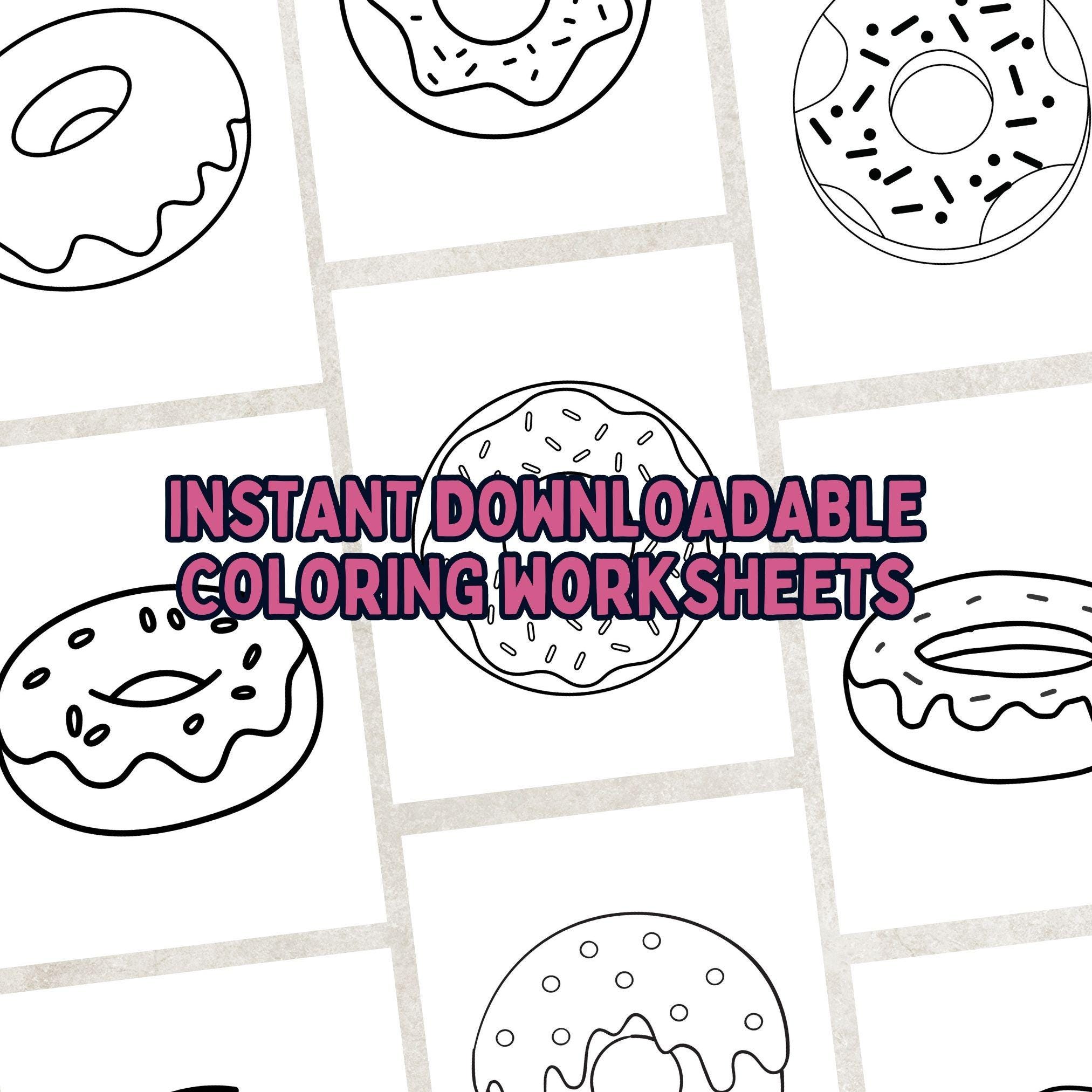 Donut Coloring Worksheet, Printable, Digital, Downloadable - Etsy