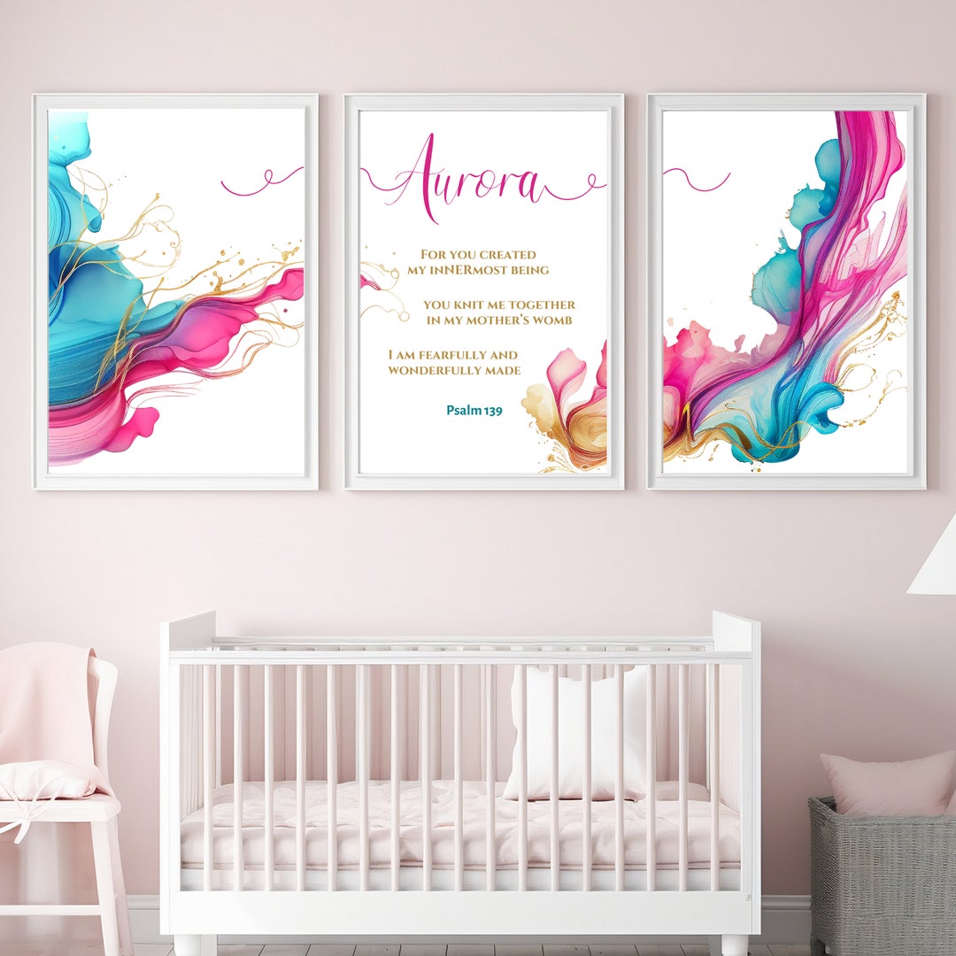 Personalized Child Name Wall Decor, Custom Baby Gift, Vibrant Unique ...