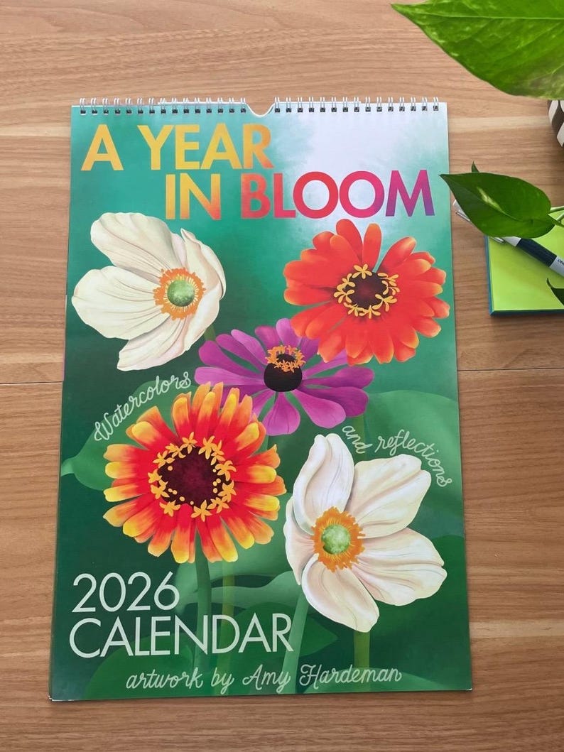 2026 Floral Wall Calendar: Watercolor Art, Hand Lettering - Etsy