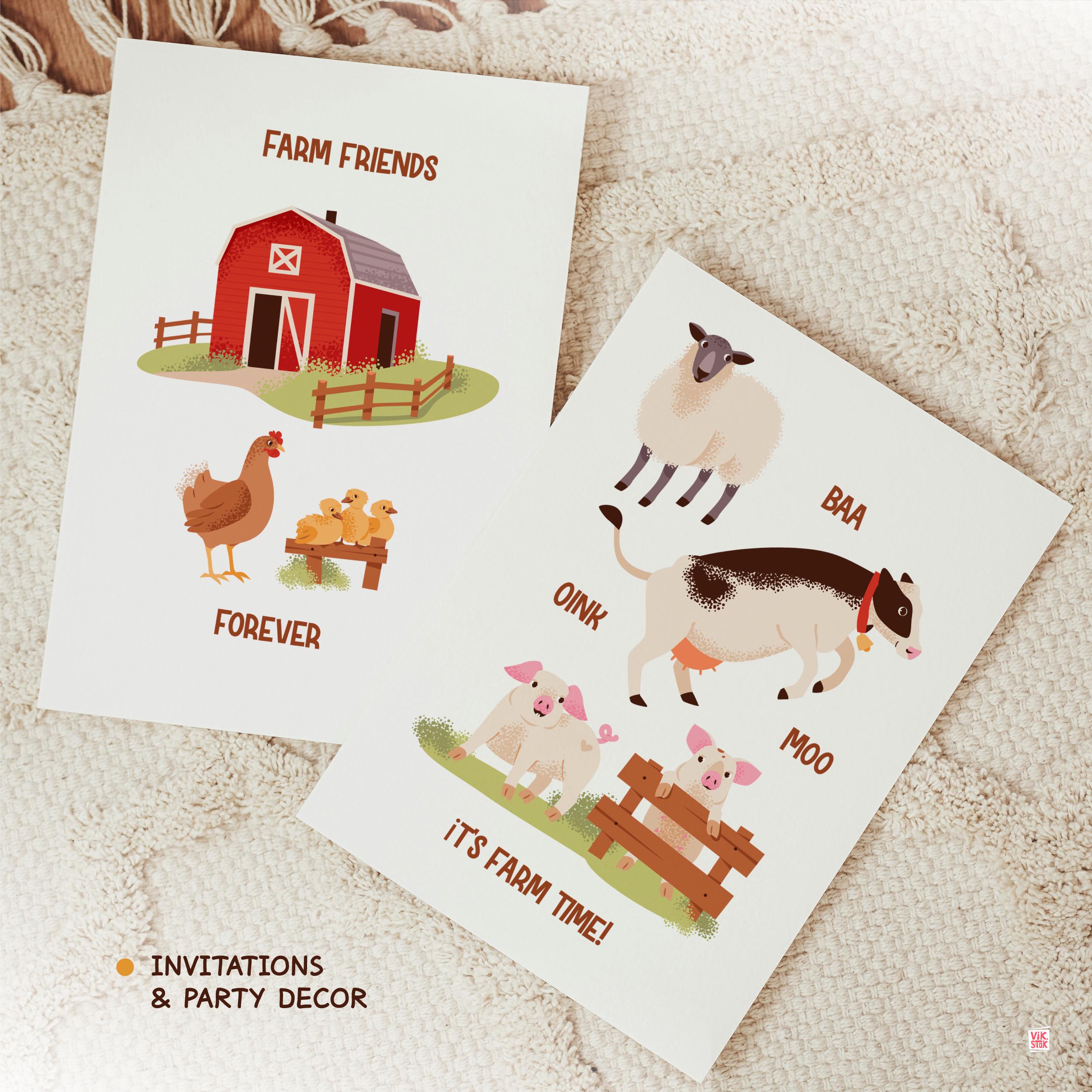 Farm Animals Clipart Set, Barnyard Illustration (PNG, EPS) - Etsy
