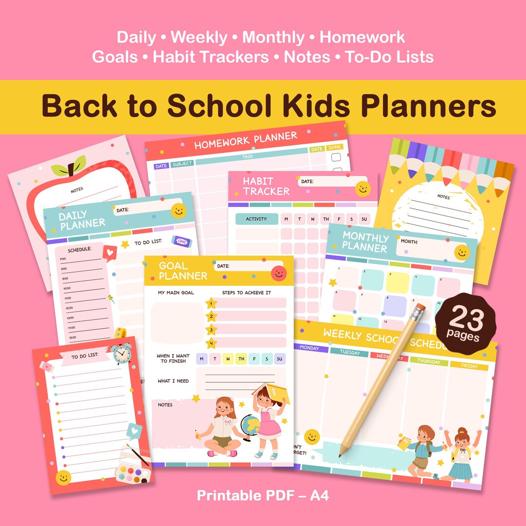 School Planner for Kids – Back to School, Daily & Weekly Schedule, PDF ...