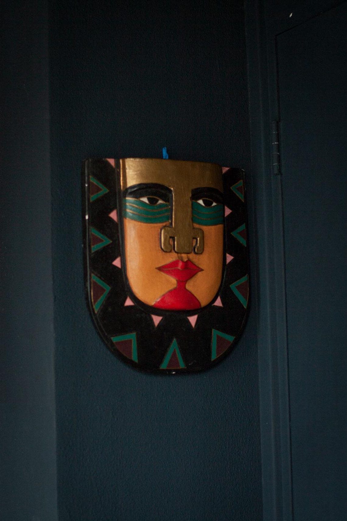 Vintage Laurel Burch Tribal Wall Mask, Wodden Aztec Mayan Mask ...