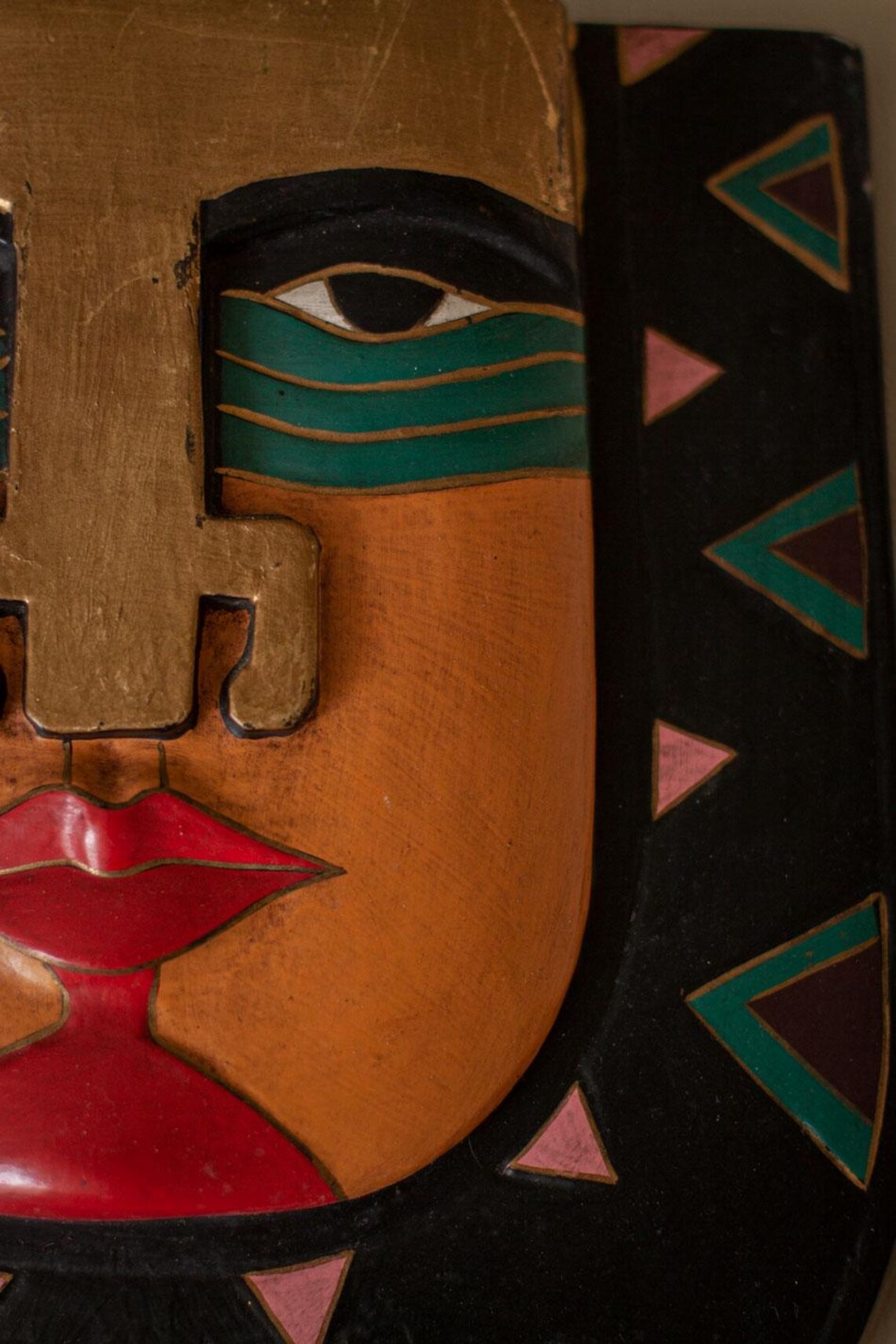 Vintage Laurel Burch Tribal Wall Mask, Wodden Aztec Mayan Mask ...