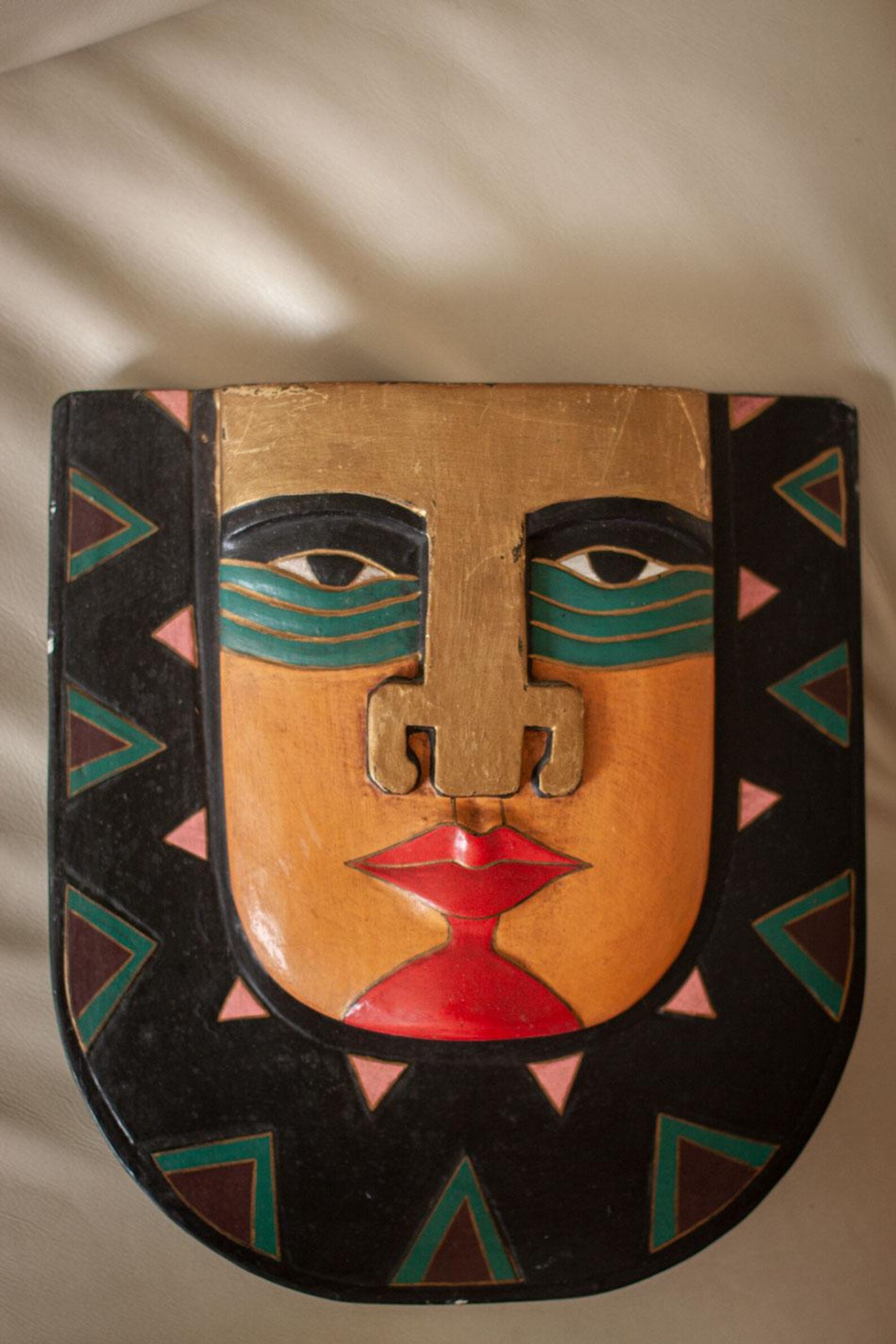 Vintage Laurel Burch Tribal Wall Mask, Wodden Aztec Mayan Mask ...
