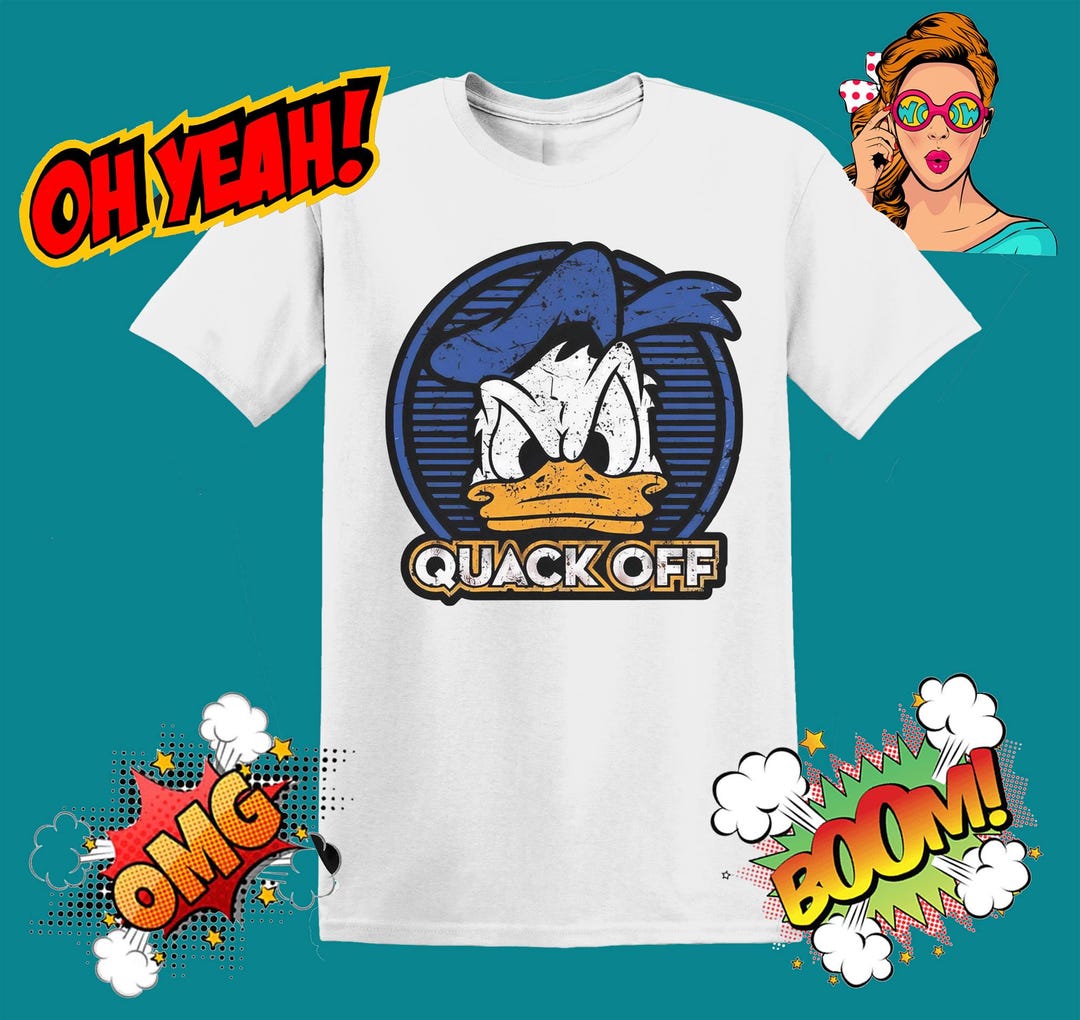 Disney, Donald Duck, Quack Off, Face, Men Women Unisex T Shirt, T-shirt ...