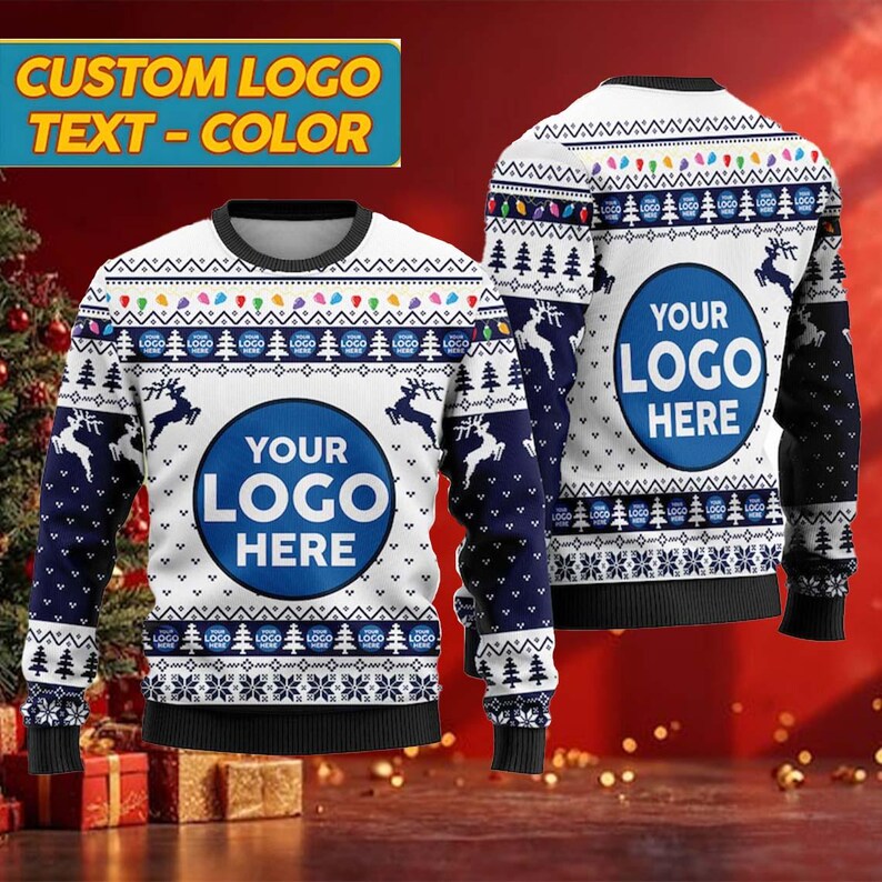 Suéter navideño feo con logotipo de empresa personalizado, sudadera ...