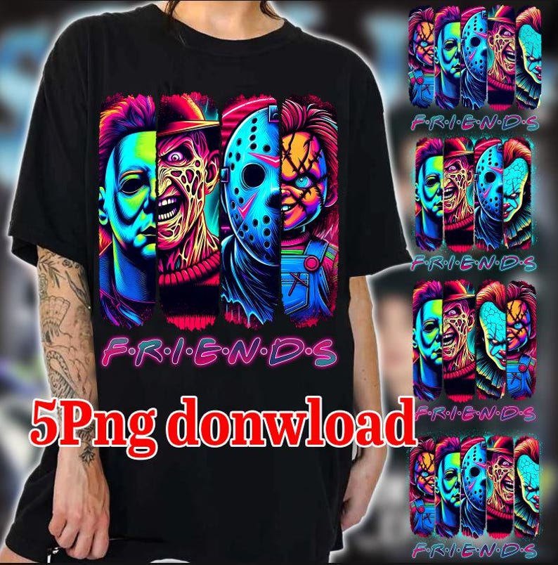 Halloween Neon Horror Characters Png, Horror Neon Halloween Png, Horror ...