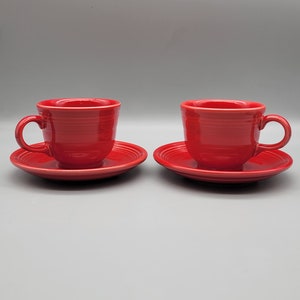 Fiesta Scarlet Ring Handled Cup and Saucer Set of 2 Scarlet Red ...