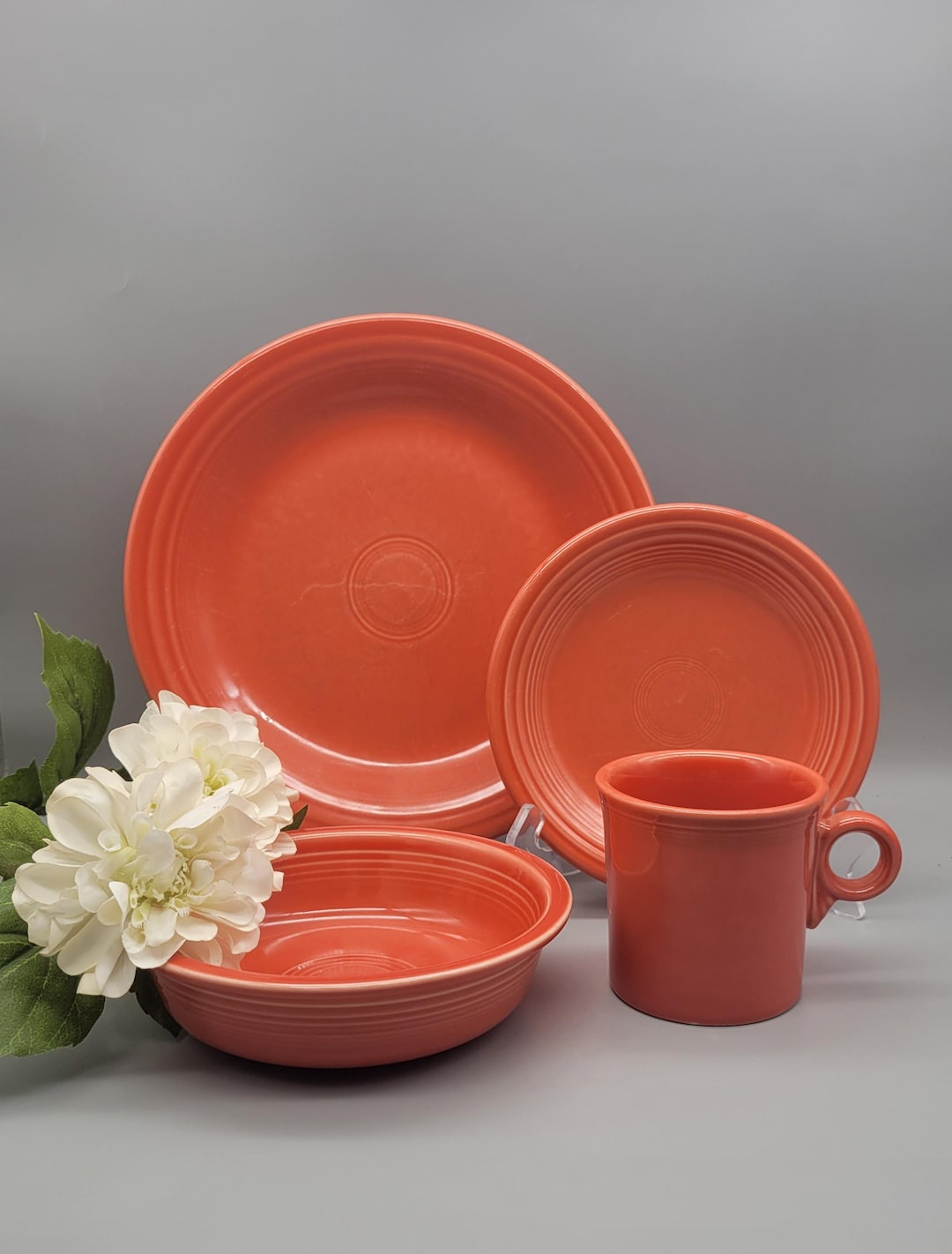 Vintage Fiesta Ware Persimmon - 4 Piece Place Setting - Plates, Bowl ...