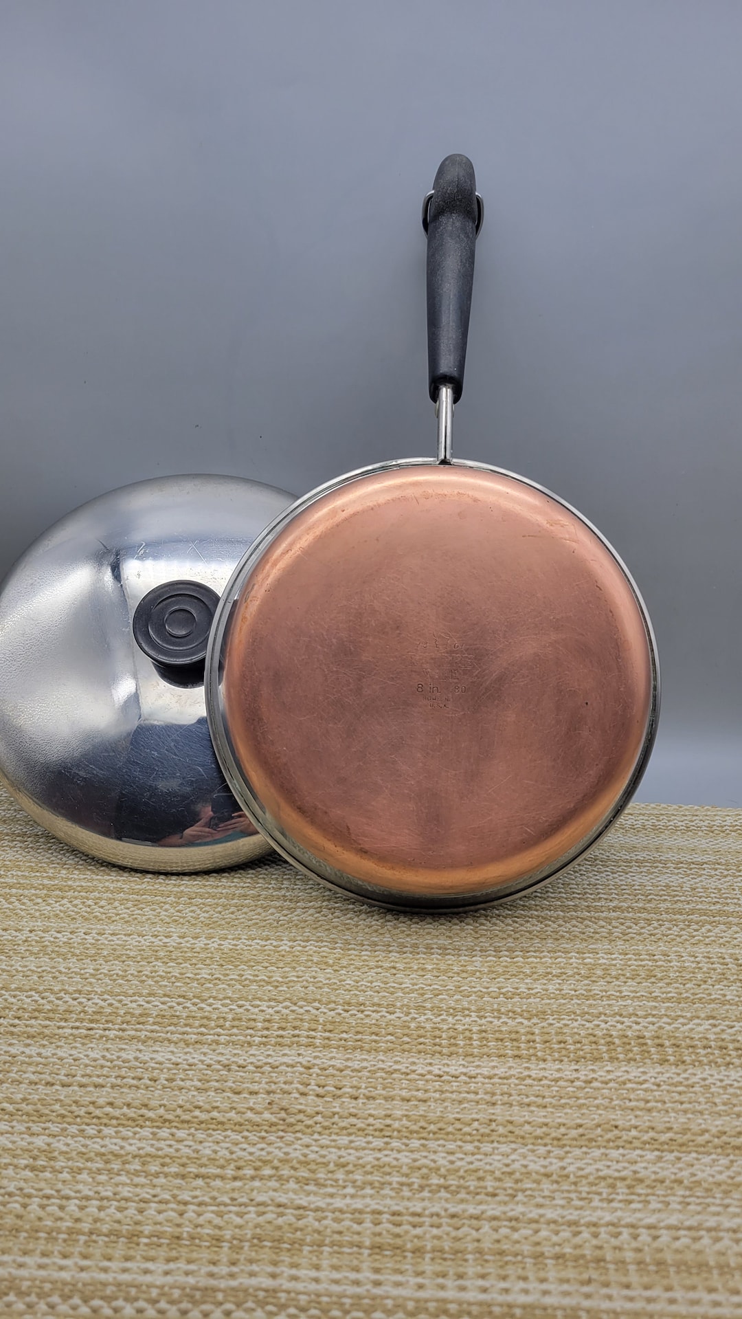 Vintage Revere Ware Copper Bottom Skillet With Lid Vintage 1801 Revere ...