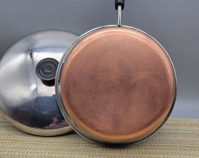 Vintage Revere Ware Copper Bottom Skillet With Lid Vintage 1801 Revere ...