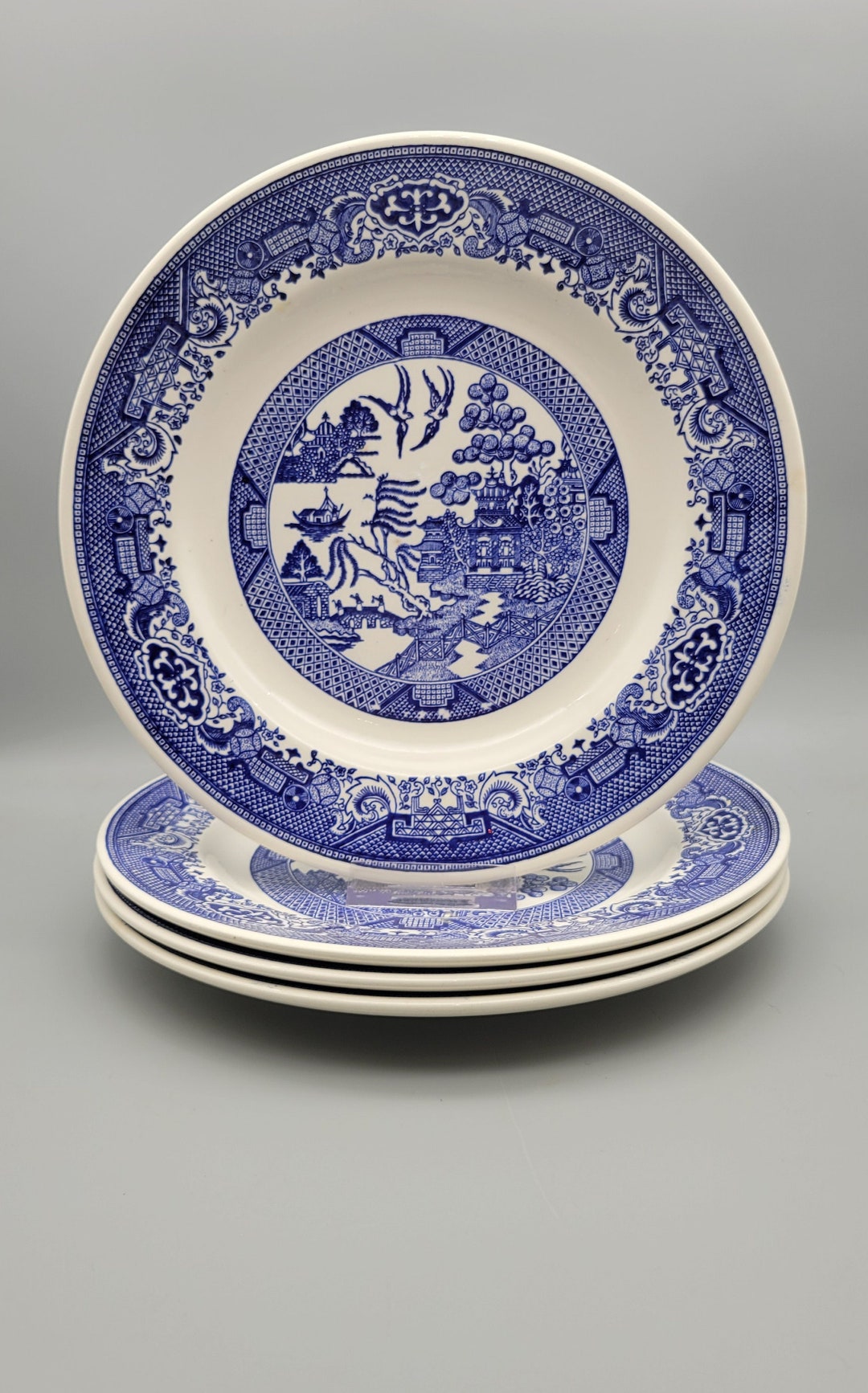 Set of 4 Vintage Blue Willow Dinner Plates by Royal China - Chinese ...