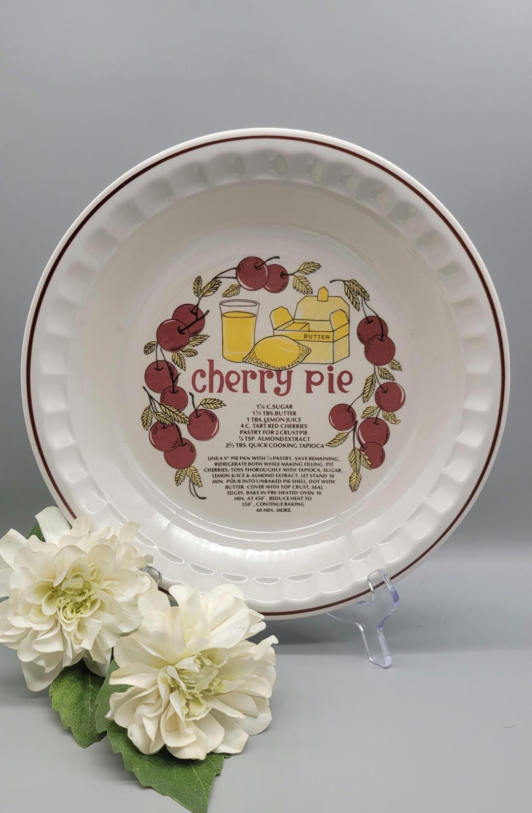 Vintage Hankook Deep Dish Pie Baker - Sunny's Pride Cherry Pie Recipie ...