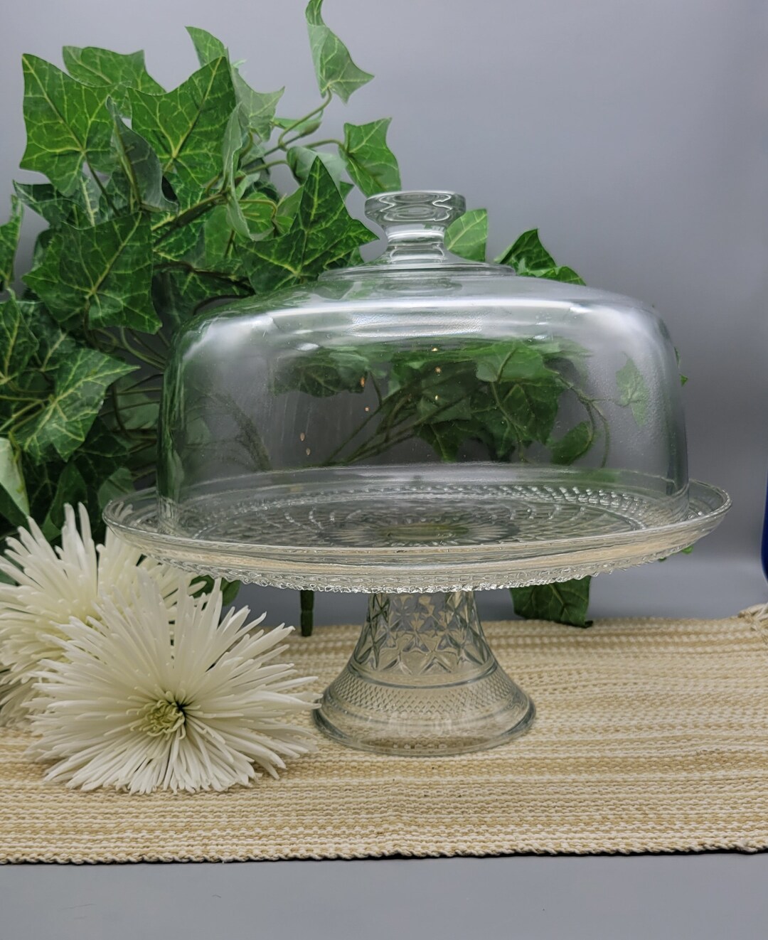 Vintage Pedestal Cake Stand Wexford by Anchor Hocking - Mid Century ...