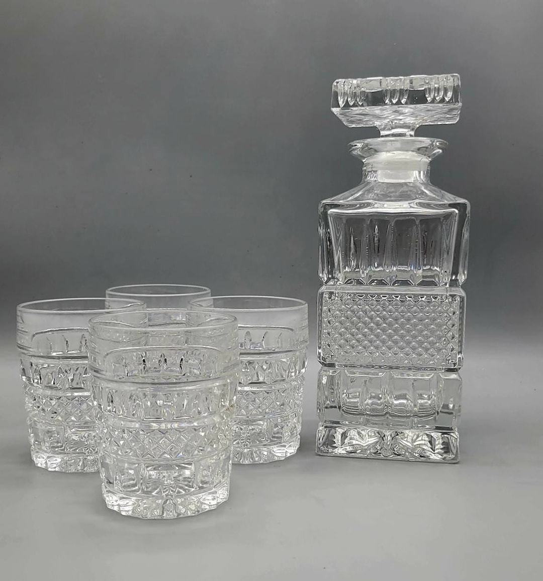 Vintage Bohemia Crystal Decanter Set Old Fashioned Glasses Vintage ...