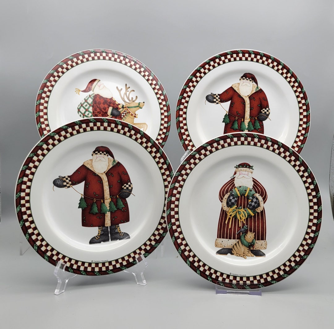 Debbie Mumm Santa's Spirit Dessert Plates: Retro Christmas Decor, Set ...