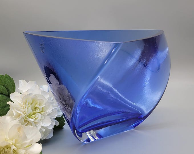 Vintage Dansk Cobalt Blue Crystal Bowl: Scandinavian Modern Centerpiece ...