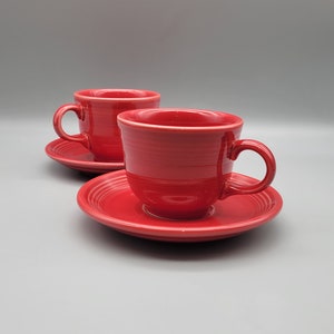Fiesta Scarlet Ring Handled Cup and Saucer Set of 2 Scarlet Red ...