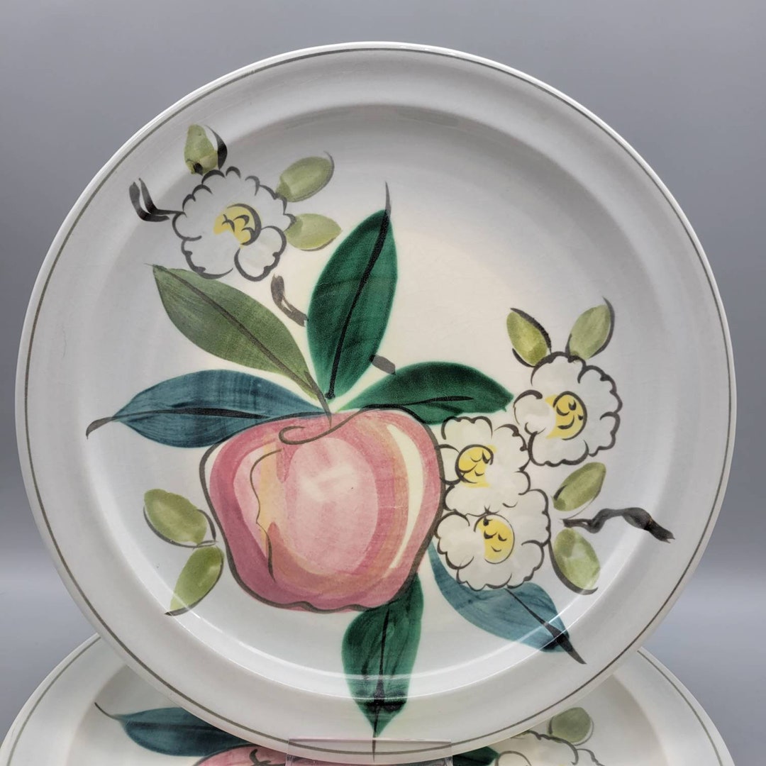 Vintage Red Wing Pottery Red Wing Normandy Dinner Plates Apple Blossom ...