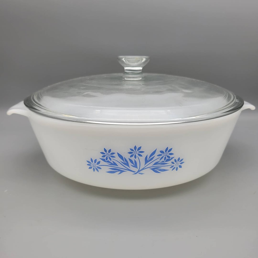 Vintage Fire King Blue Cornflower 2 Quart Lidded Casserole Dish Vintage ...