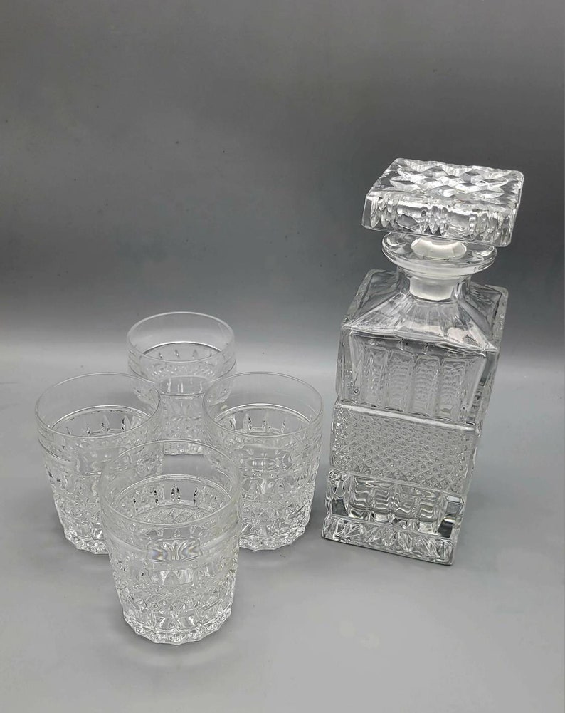 Vintage Bohemia Crystal Decanter Set Old Fashioned Glasses Vintage Barware Liquor Decanter ...