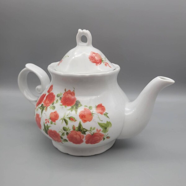 Red Rose Teapot - Etsy