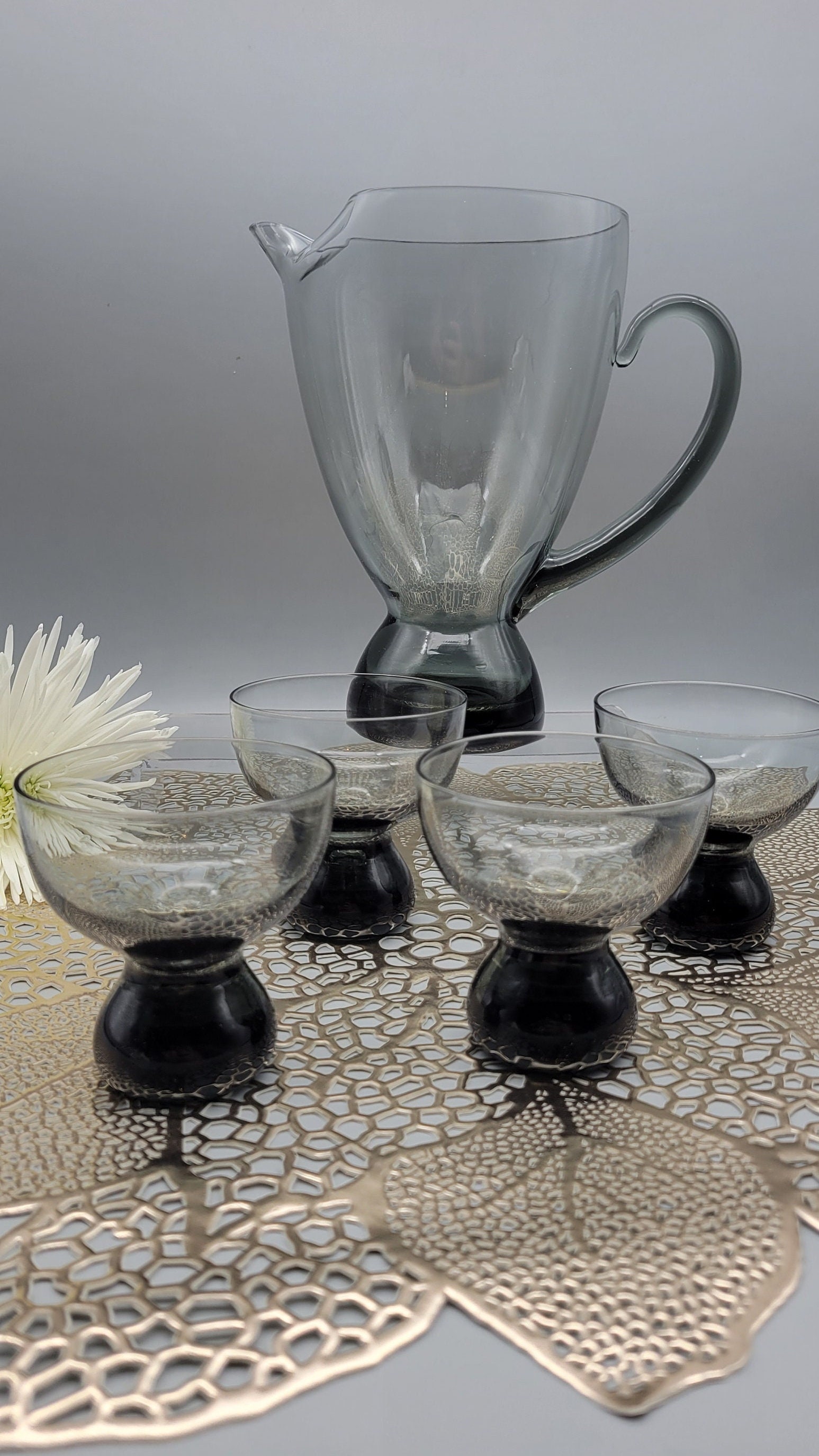 Mid Century Modern Vintage Morgantown Round Smoke Glass Cocktail ...