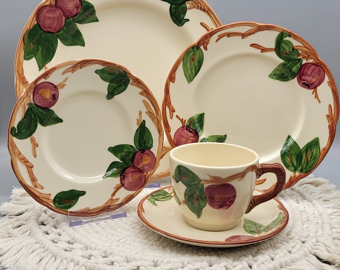 Franciscan Apple Pattern Service for 4 Franciscanware Vintage Earthenware Dinnerware Set Dinner ...