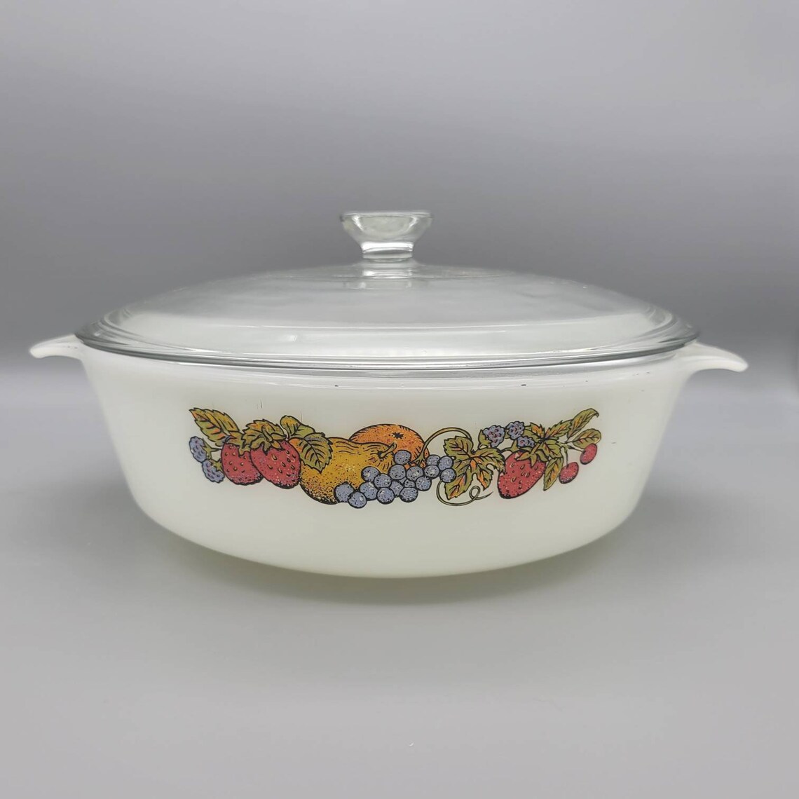 Vintage Fire King Anchor Hocking 438 Fruit Harvest Casserole Dish With ...