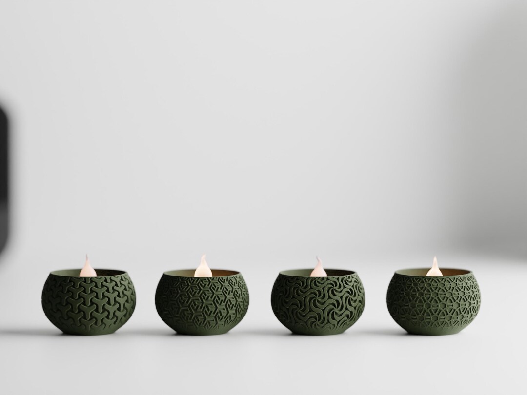 Geometric LED Tealight Candle Set – Modern Ambient Decor (set of 4 ...
