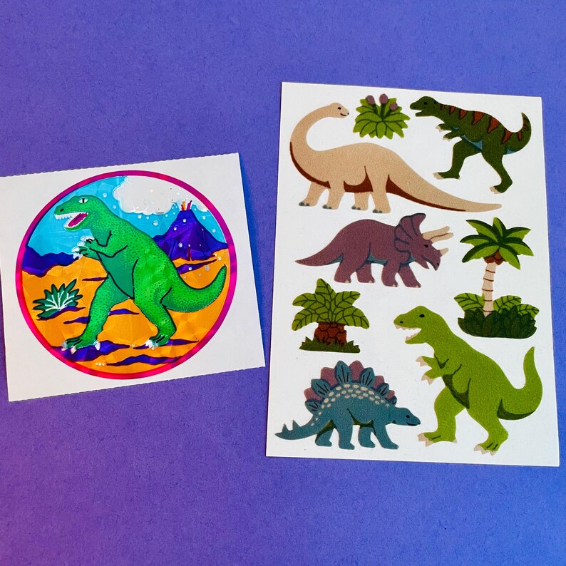 Pair of Vintage 80s Sandylion Dinosaur Stickers Incl. Maxi Fuzzy ...