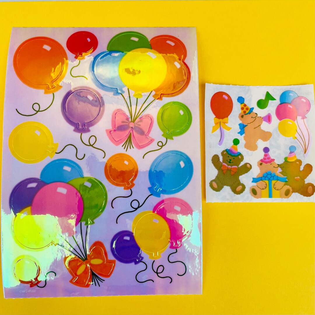 2 X Rare Sandylion Balloon/party Stickers - One Large Pearlescent ...