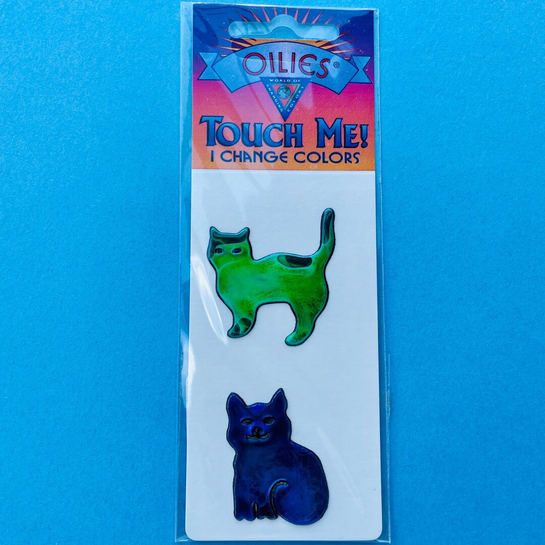 Rare 1980s, New in Packet, Oilies Cats touch Me Color-changing Stickers ...