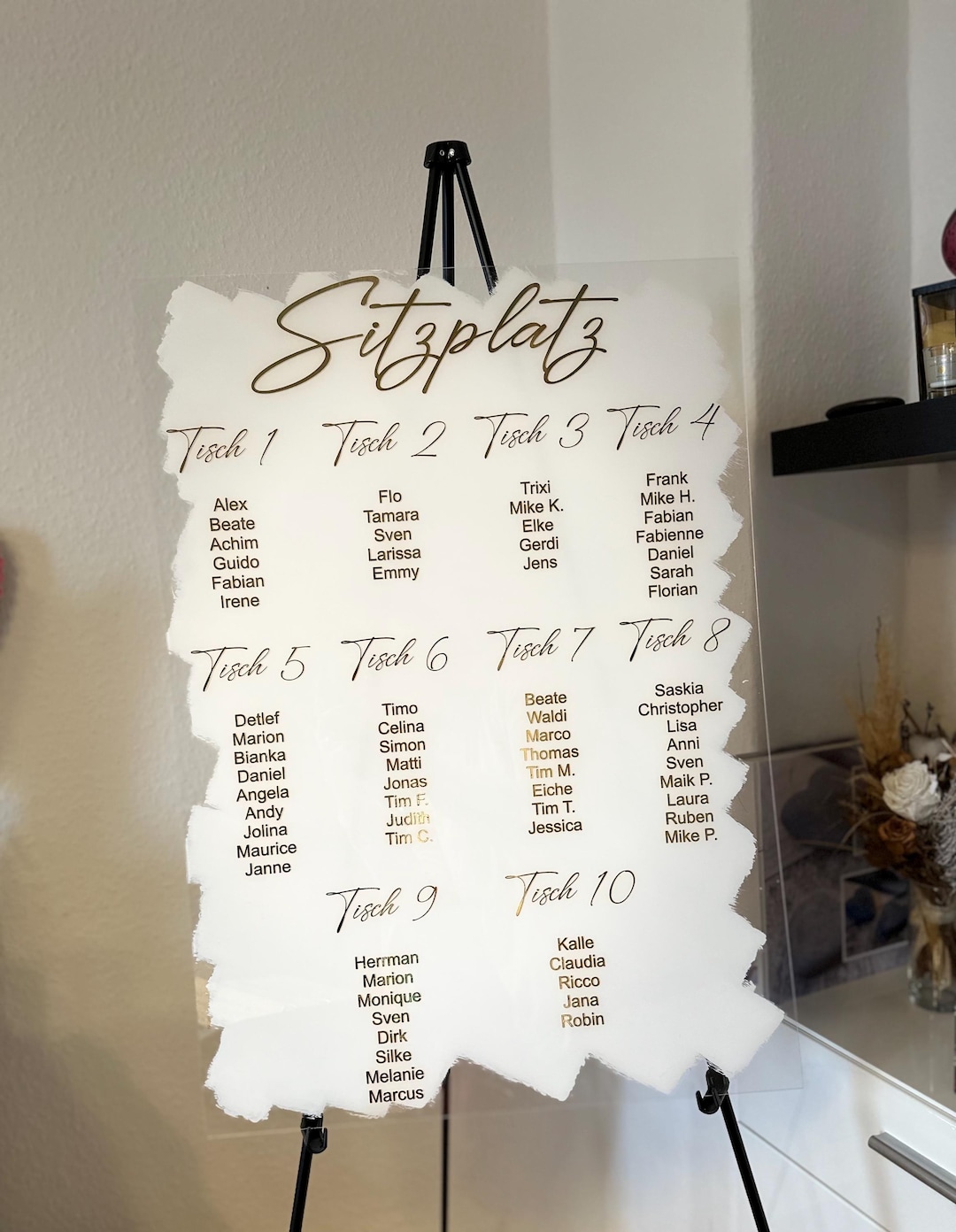 Sitzplan zur Hochzeit personalisiert mit euren Wunschnamen aus ...