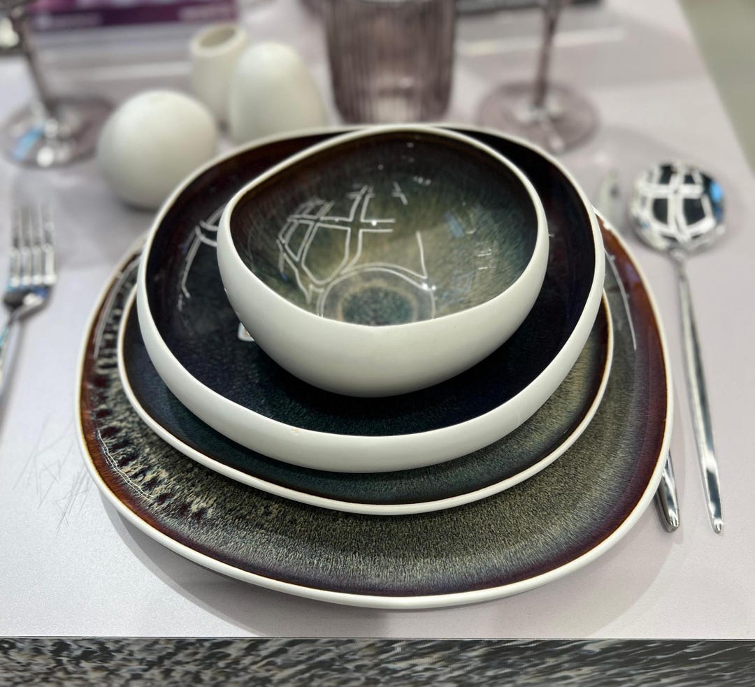 Rustic Stone Dinnerware Set Modern Durable Tableware for 1, 6, 8, or 12 ...