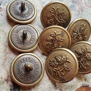 Eight 8 Antique Gilt Age Metal Buttons. Back Marked Benedict Burnham ...