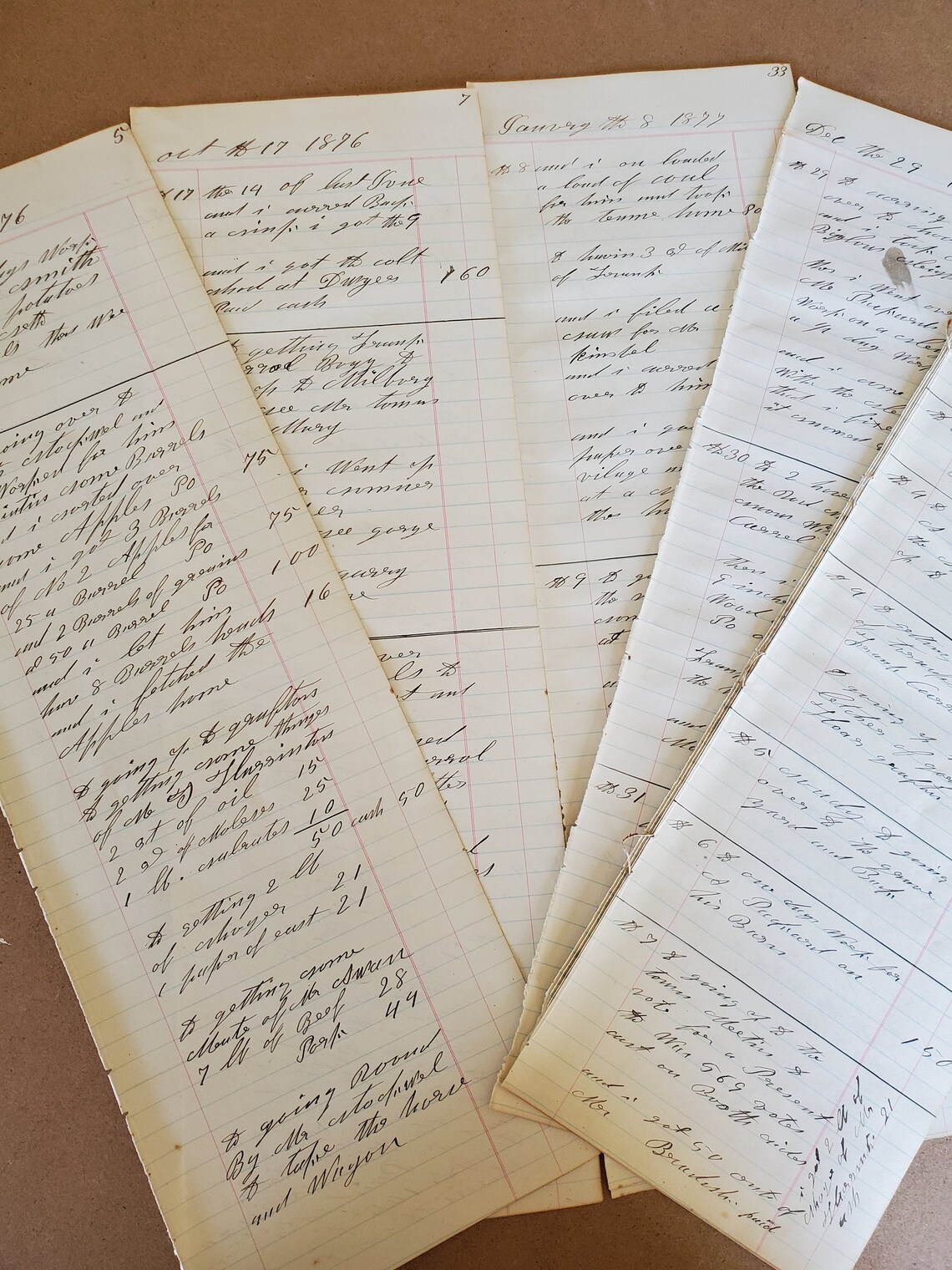 Ten 10 VICTORIAN Era Ledger Pages Antique 1870s. Pages - Etsy