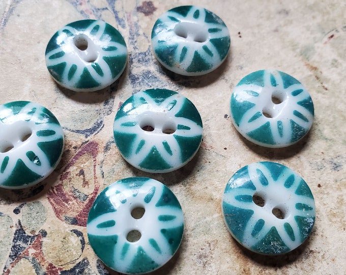 Seven (7) Antique Stenciled China Buttons. Measure About 3/4". Nice. - Etsy